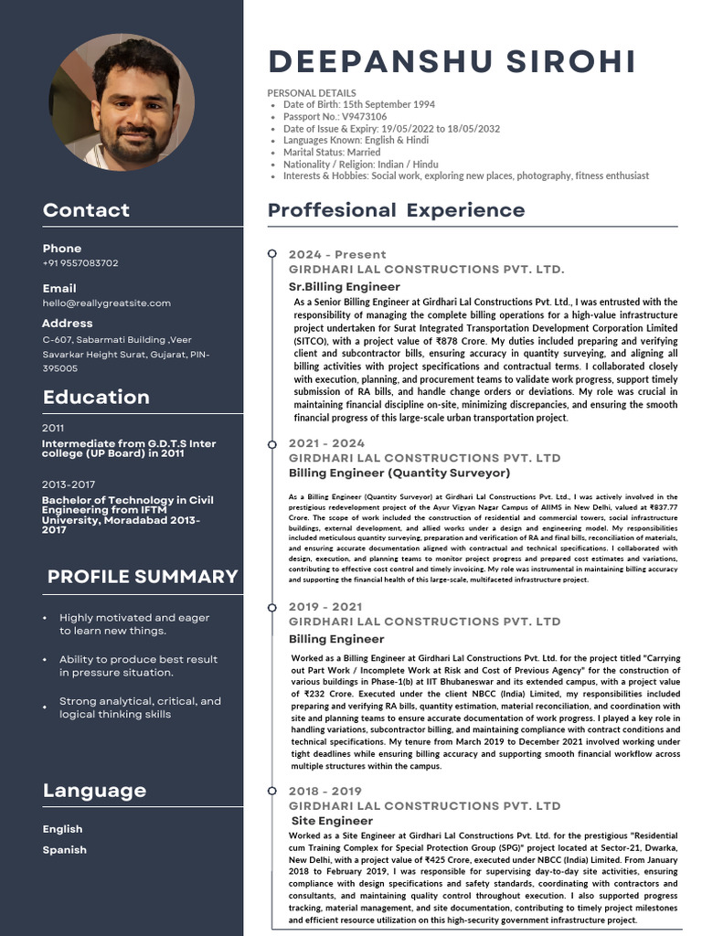 Deepanshu Sirohi Job CV 2025 | PDF | Specification (Technical Standard ...