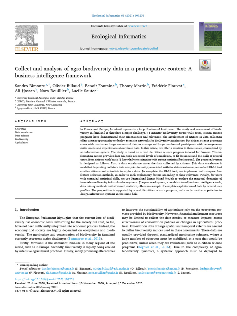 2021 7 Collect and Analysis of Agro-Biodiversity Data in A ...