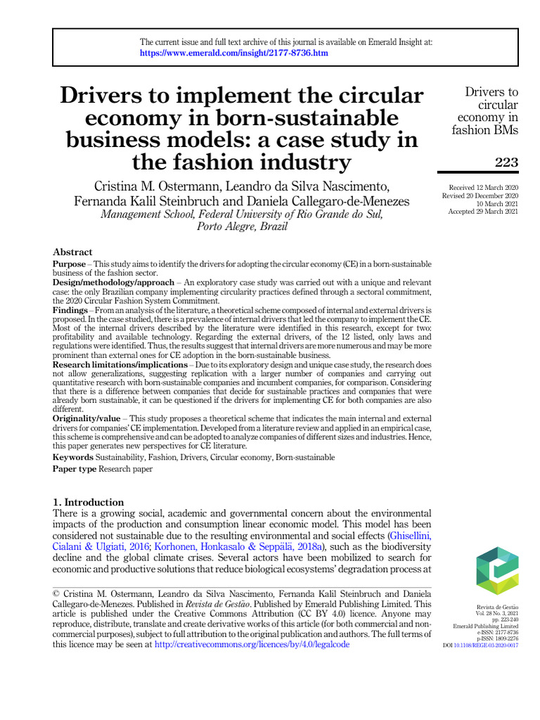 S2 - Drivers To Implement The Circular Economy in Born-Sustainable ...