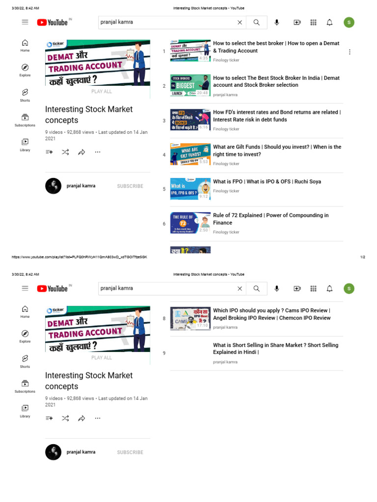 Interesting Stock Market Concepts - YouTube | PDF | Stocks | Stock Market