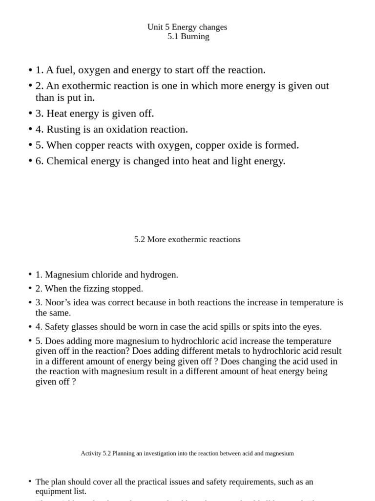 Year 9 Unit 5 Energy Changes Coursebook Answers 8ee6b56c 32a8 4ce3 ...