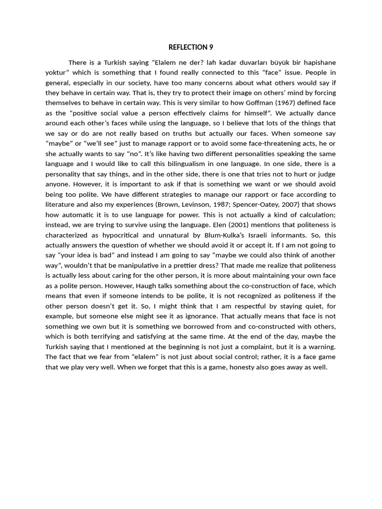 REFLECTION 9, Mustafa Tosun | PDF