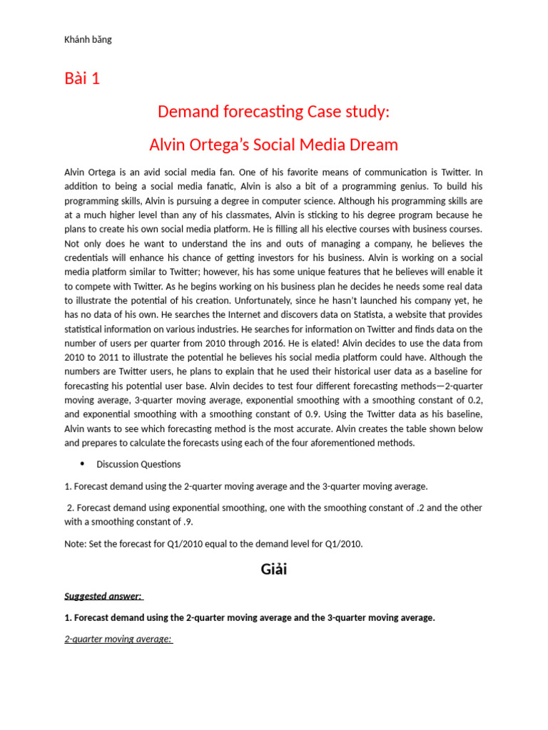 Các dạng bài lms | PDF | Moving Average | Forecasting