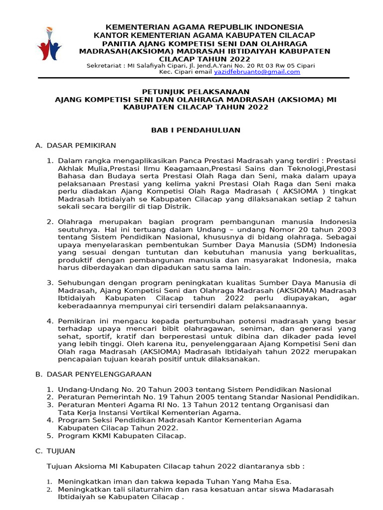 Juknis Aksioma Tahun 2022 Kab | PDF