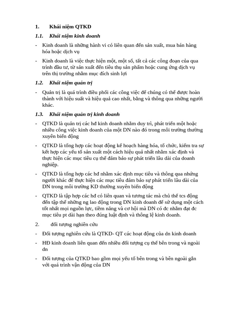 Khái niệm QTKD | PDF
