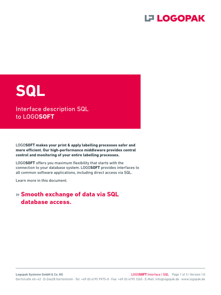 Factsheet Interface SQL en V01 | PDF | Databases | Sql