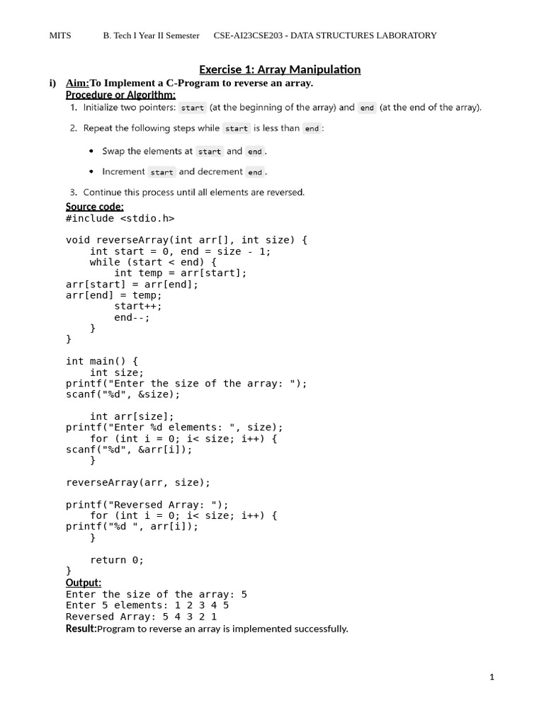 Exercise 1 Data Structures Lab Pdf Computer Engineering Computer Science