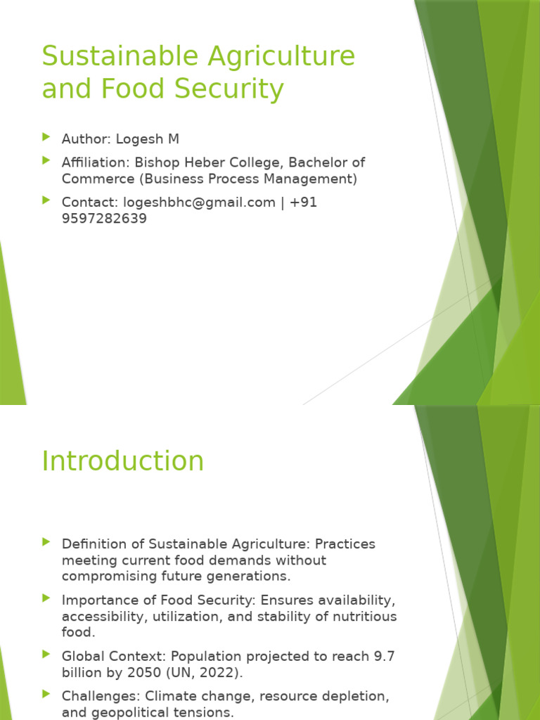 Sustainable Agriculture for Food Security | PDF | Agriculture ...