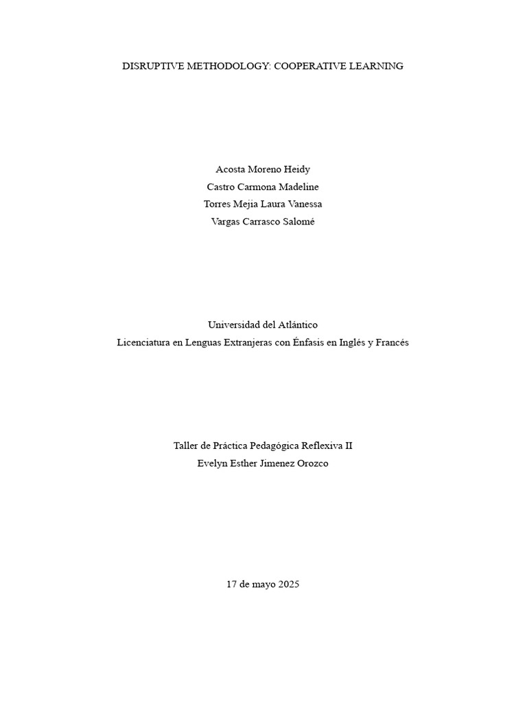 Disruptive Methodology - Cooperative Learning | PDF | Learning | Human Communication
