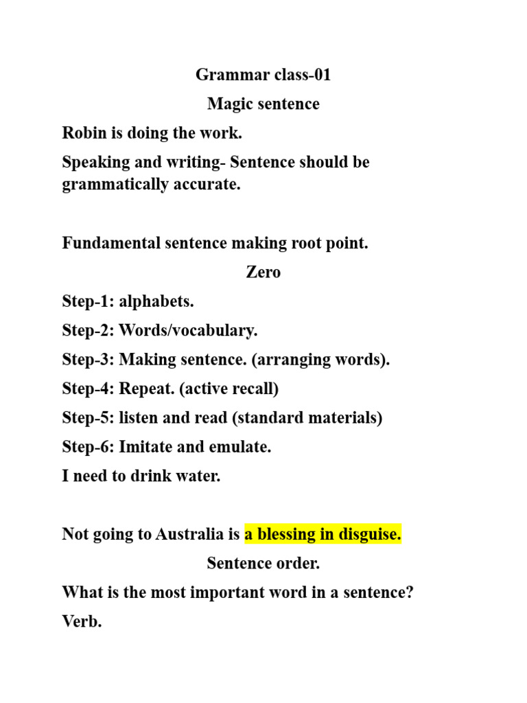 Grammar Class-01 (Magic Pattern) | PDF