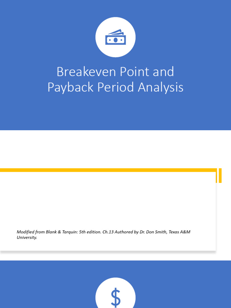 2-2 Breakeven Point and Payback Period Analysis | PDF | Net Present Value | Business Economics