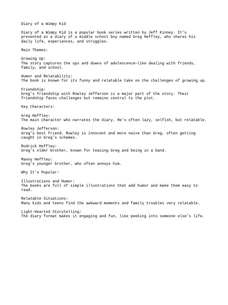 Diary of A Wimpy Kid | PDF