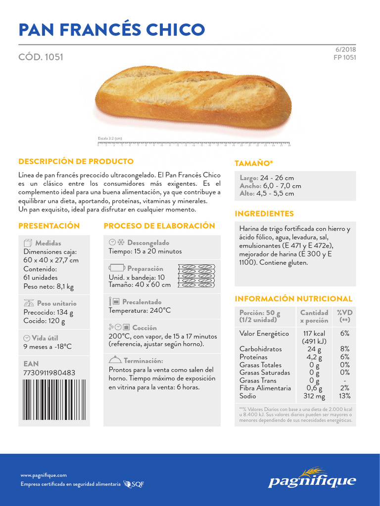 1051 - Pan Francés Chico | PDF | Panes | Energía alimentaria