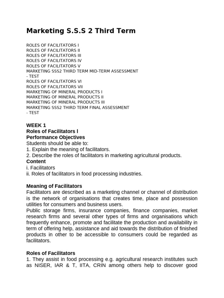 SS2 3RD TERM Marketing NOTE | PDF | Cooperative | Banks