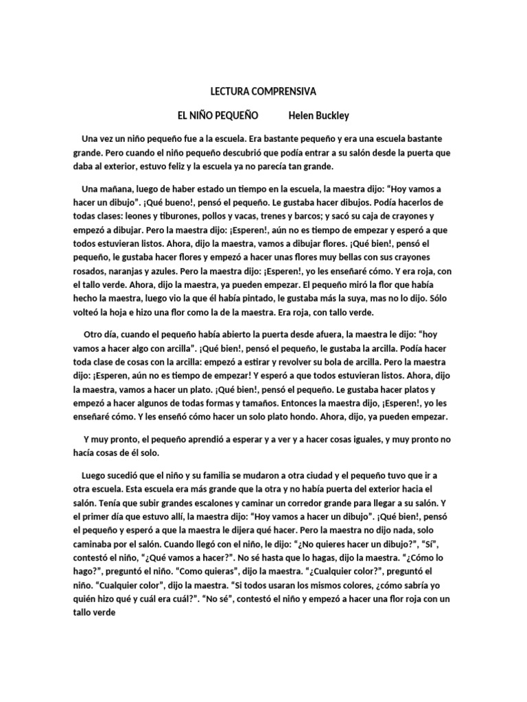 Lectura Comprensiva: Niñez y Aprendizaje | PDF