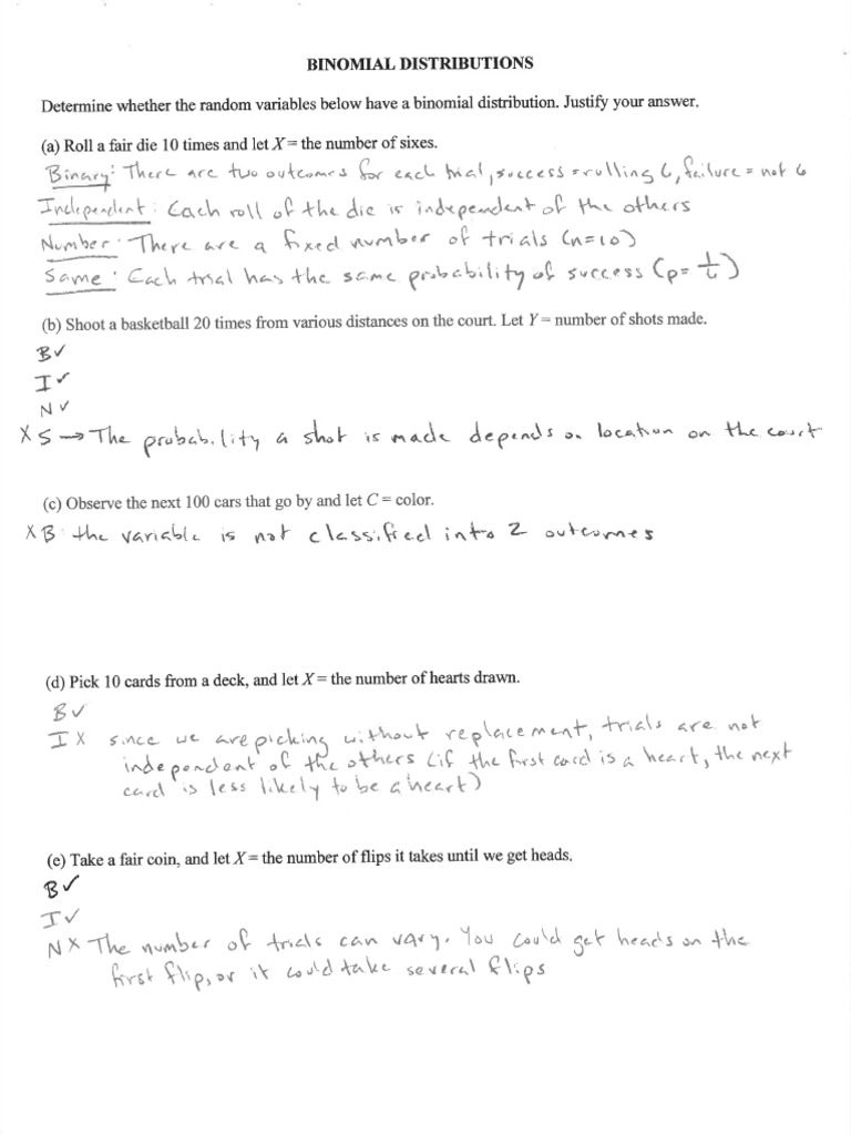 Binomial Random Variables Solutions | PDF