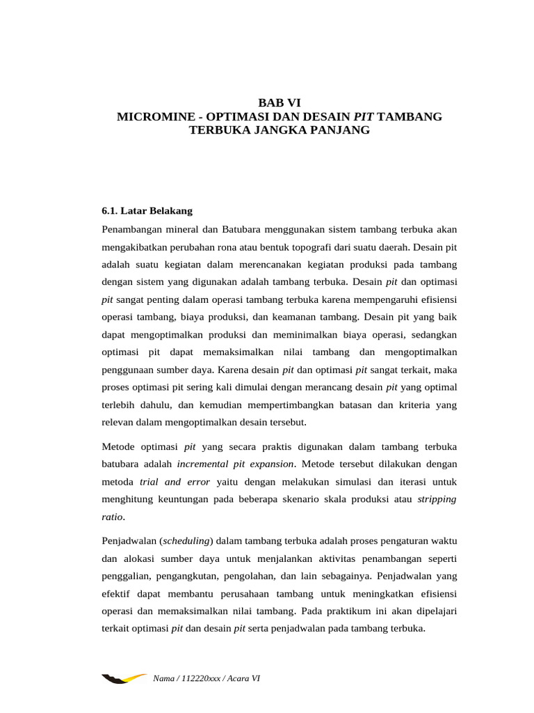 Optimasi dan Desain Pit Tambang Terbuka | PDF