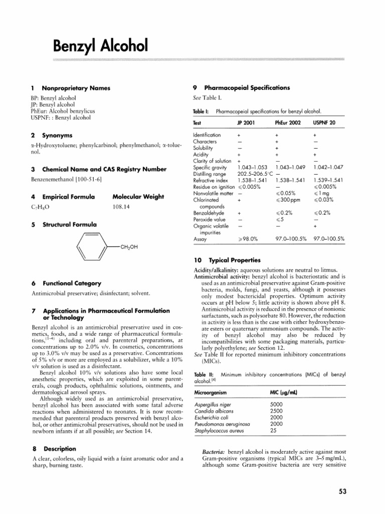 Benzyl Alcohol | PDF