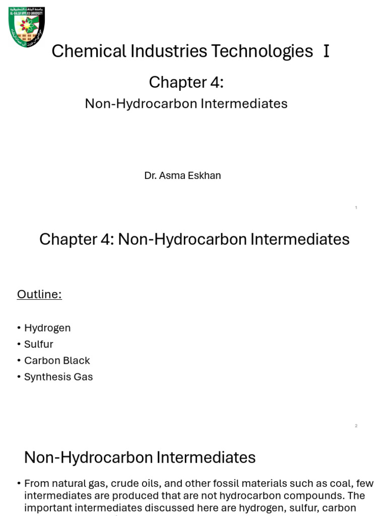Non-Hydrocarbon Intermediates Overview | PDF | Hydrogen | Carbon Monoxide