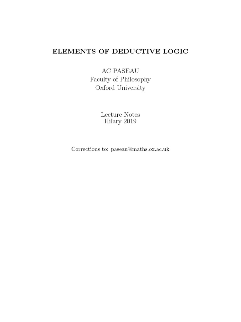 Elements of Deductive Logic Lecture Note | PDF | First Order Logic ...