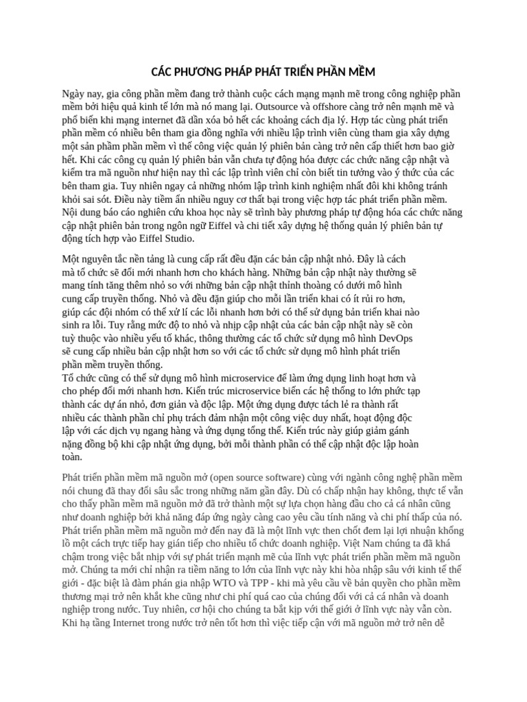 Cac Phuong Phap Phat Trien Phan Mem | PDF