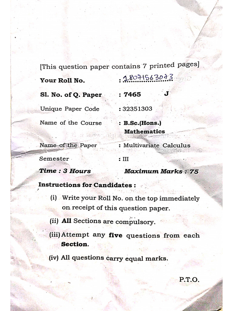 Multivariate Calculus Paper Pdf