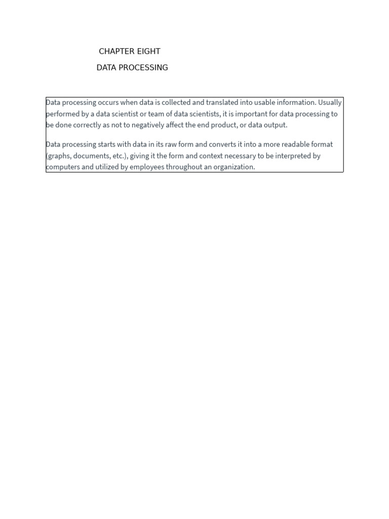 Chapter Eight Data Processing | PDF