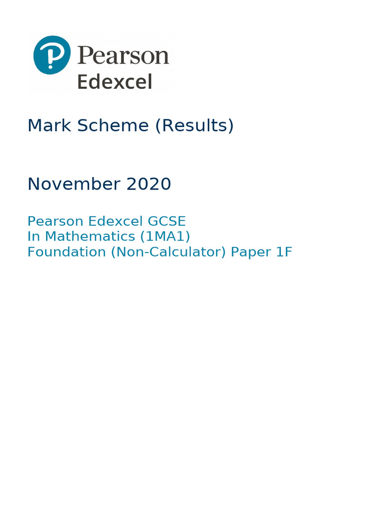 01e 1MA1 1F November 2020 Mark Scheme (Word) | PDF | Decimal | Accuracy And Precision