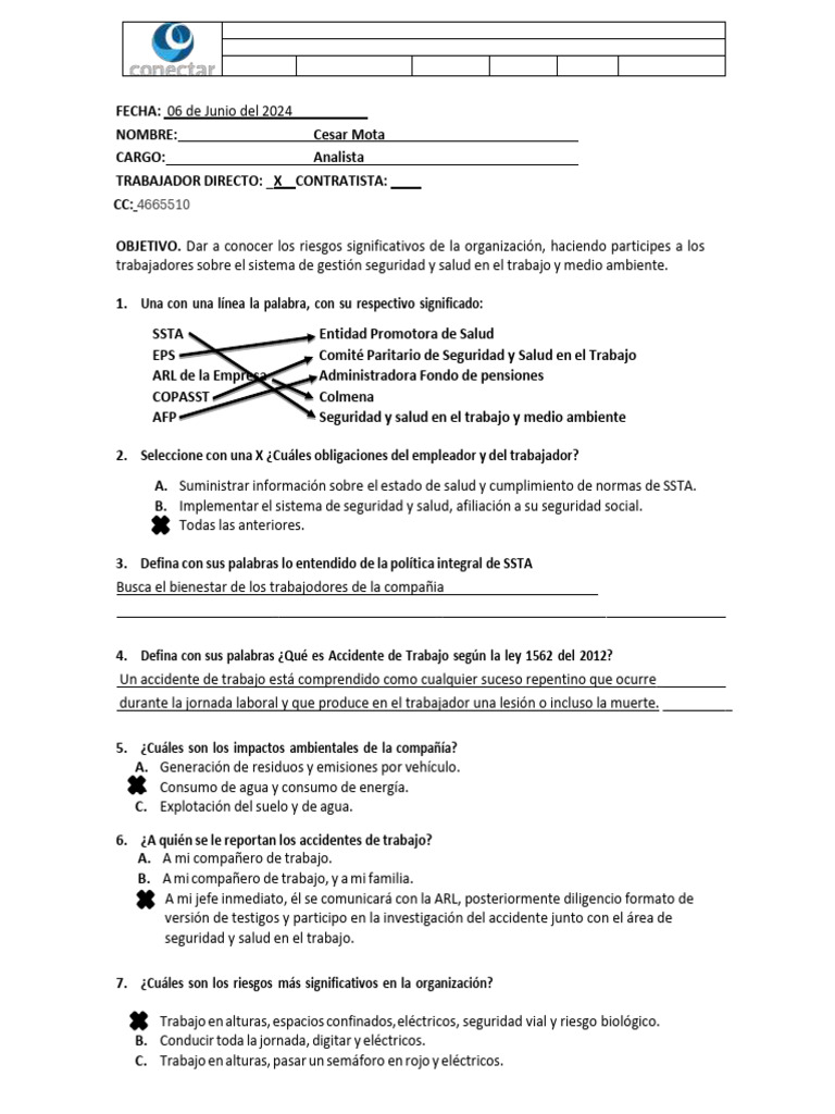 EVALUACIÓN DE INDUCCIÓN Y RE-INDUCCIÓN Ejemplo | PDF