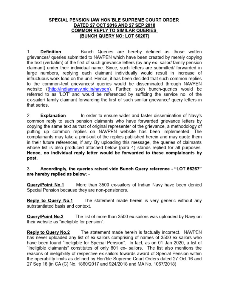 FAQ-Special Pension Common Query | PDF | Public Law | Government