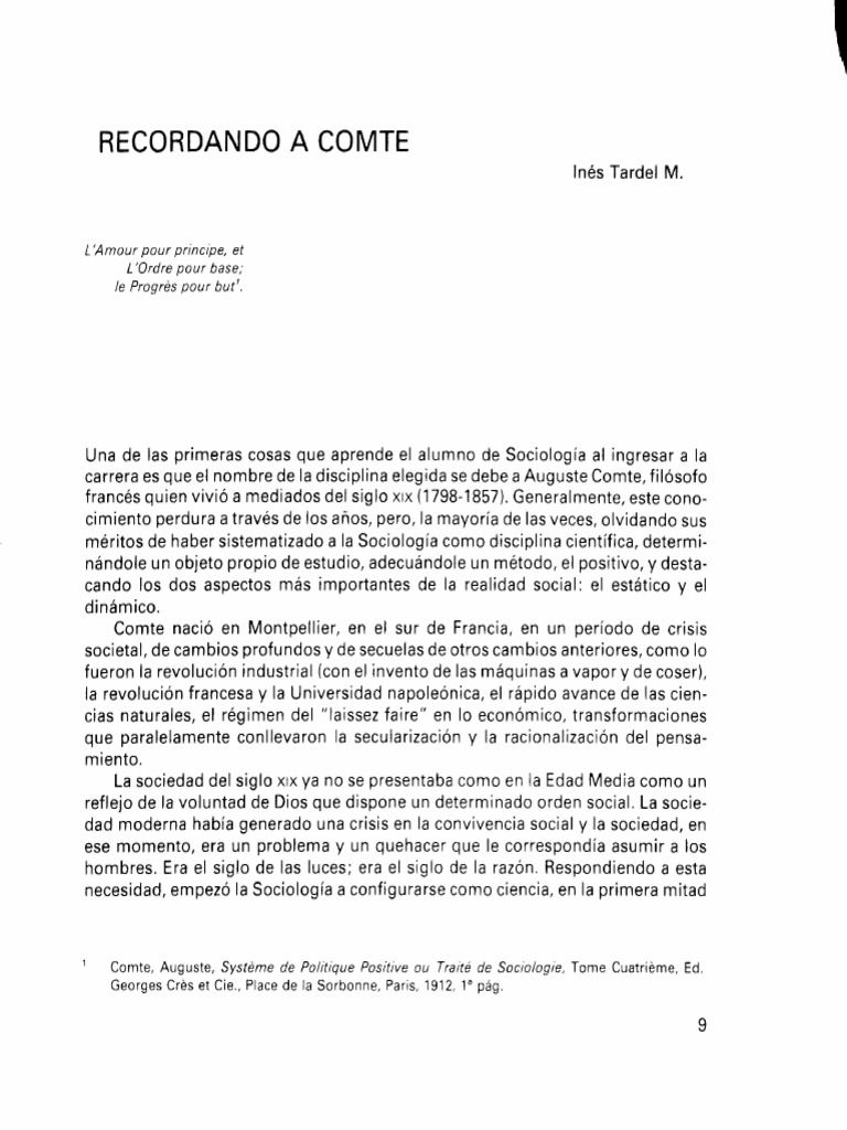 A Influência de Auguste Comte na Sociologia | PDF