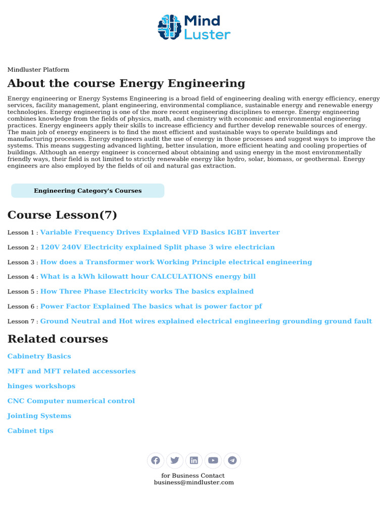 Energy Engineering Course Content | PDF