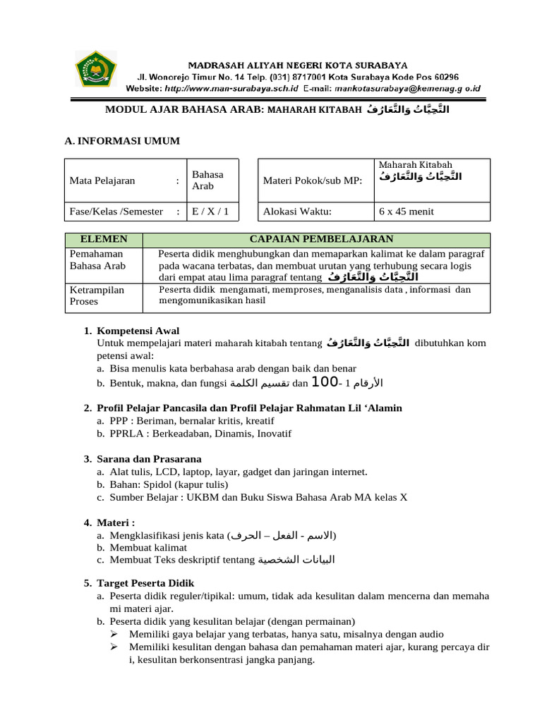 Modul Maharah Kitabah Bahasa Arab | PDF