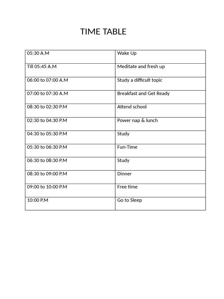 Time Table | PDF