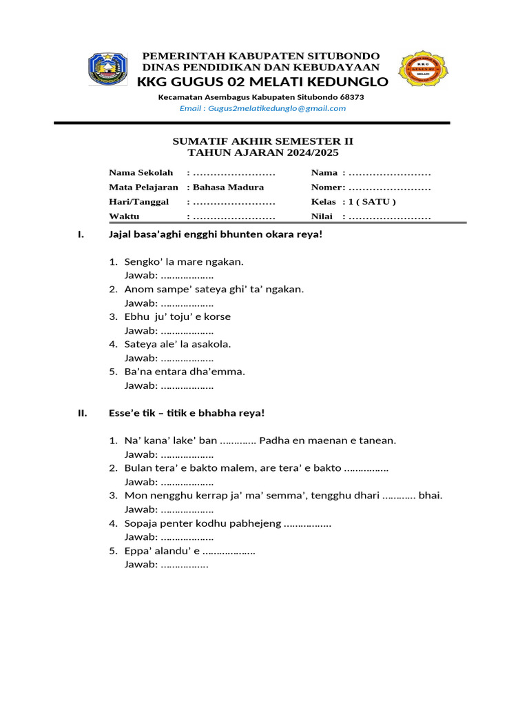 SAS SMT 2 KLS 1 BHS MADURA | PDF