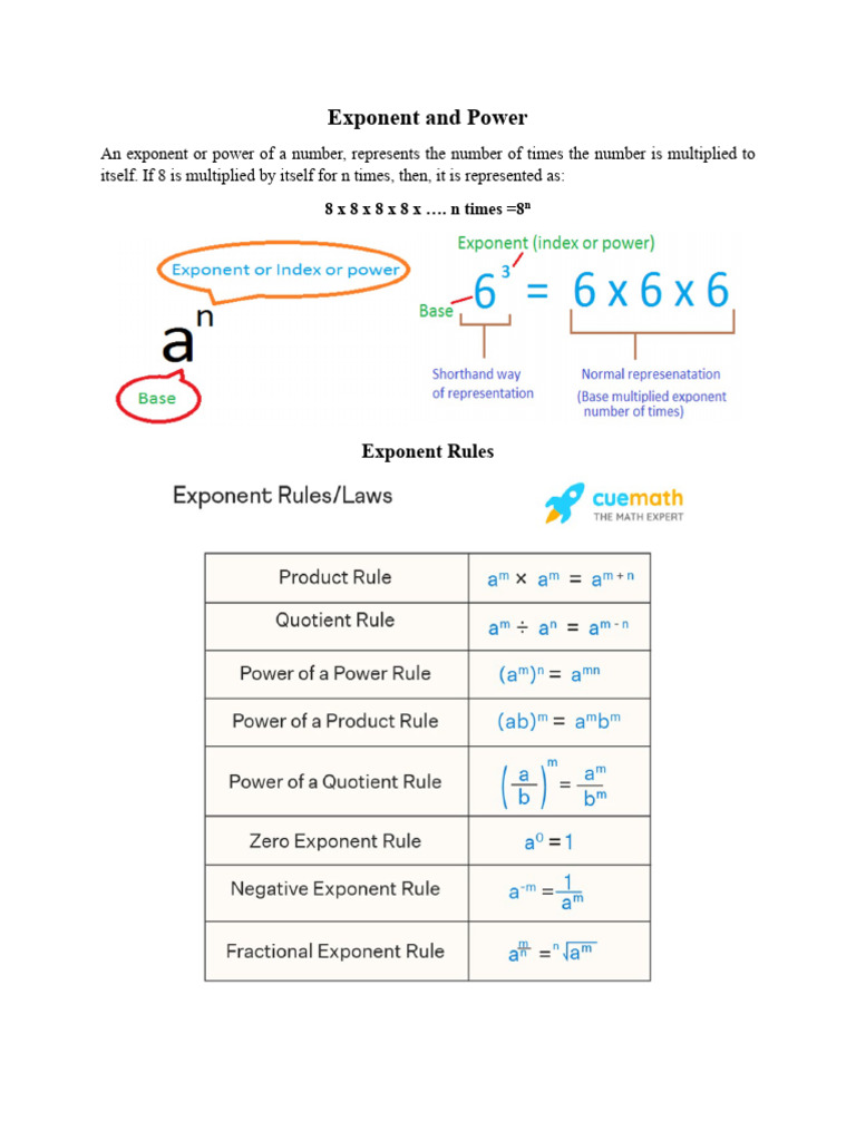 Exponent and Power | PDF