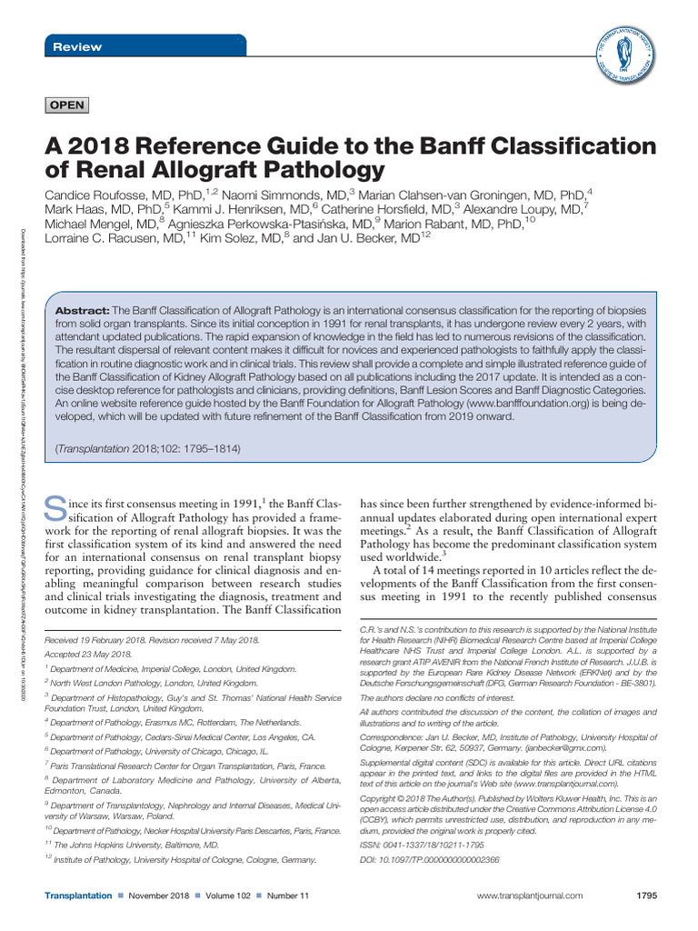 A_2018_Reference_Guide_to_the_Banff_Classification | PDF | Pathology ...