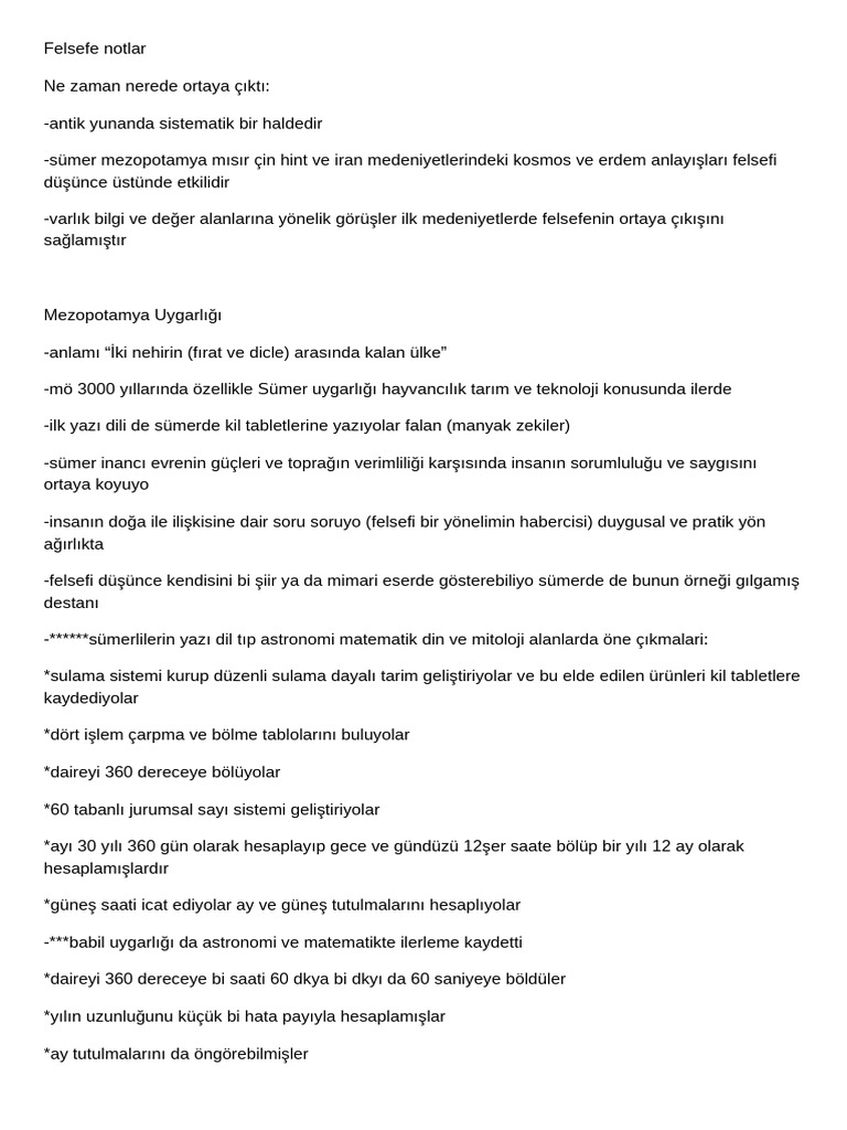 Felsefe Notlar | PDF