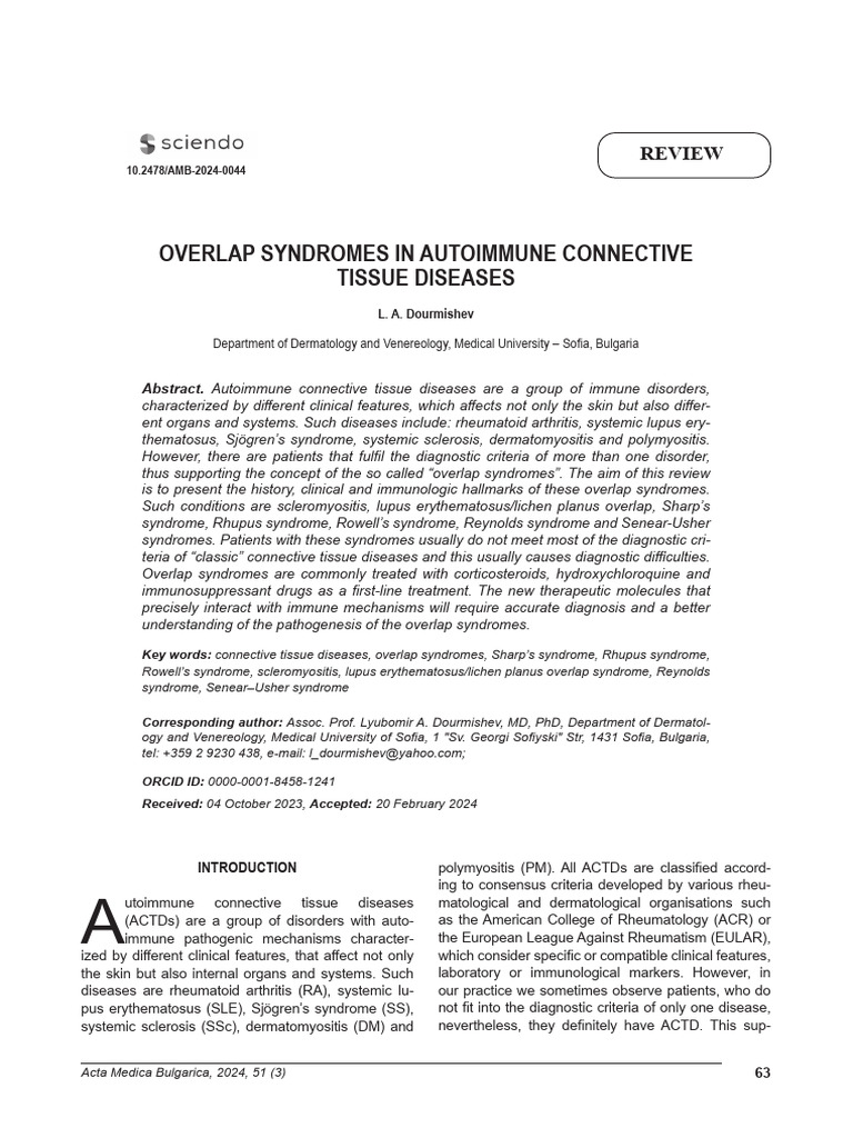 Overlap Syndromes in Autoimmune Connective Tissue Diseases | PDF ...