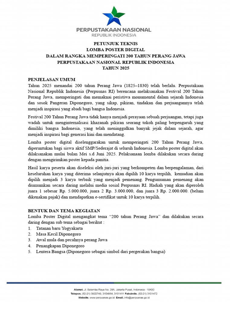 Petunjuk Teknis Lomba Poster Perpusnas 2025 | PDF