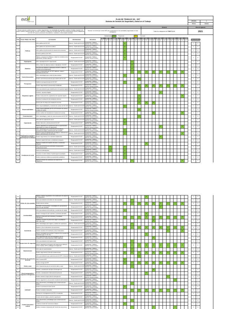 FT - SST Plan de Trabajo 2021 | PDF | Internet