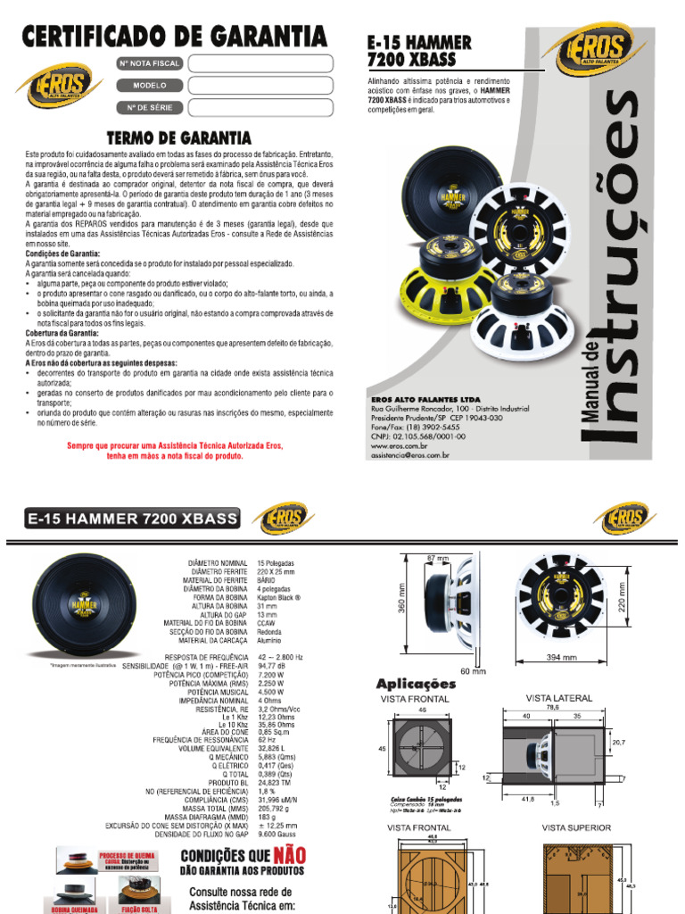 Eros E15-Hammer-7200-xbass-15pol-cv | PDF