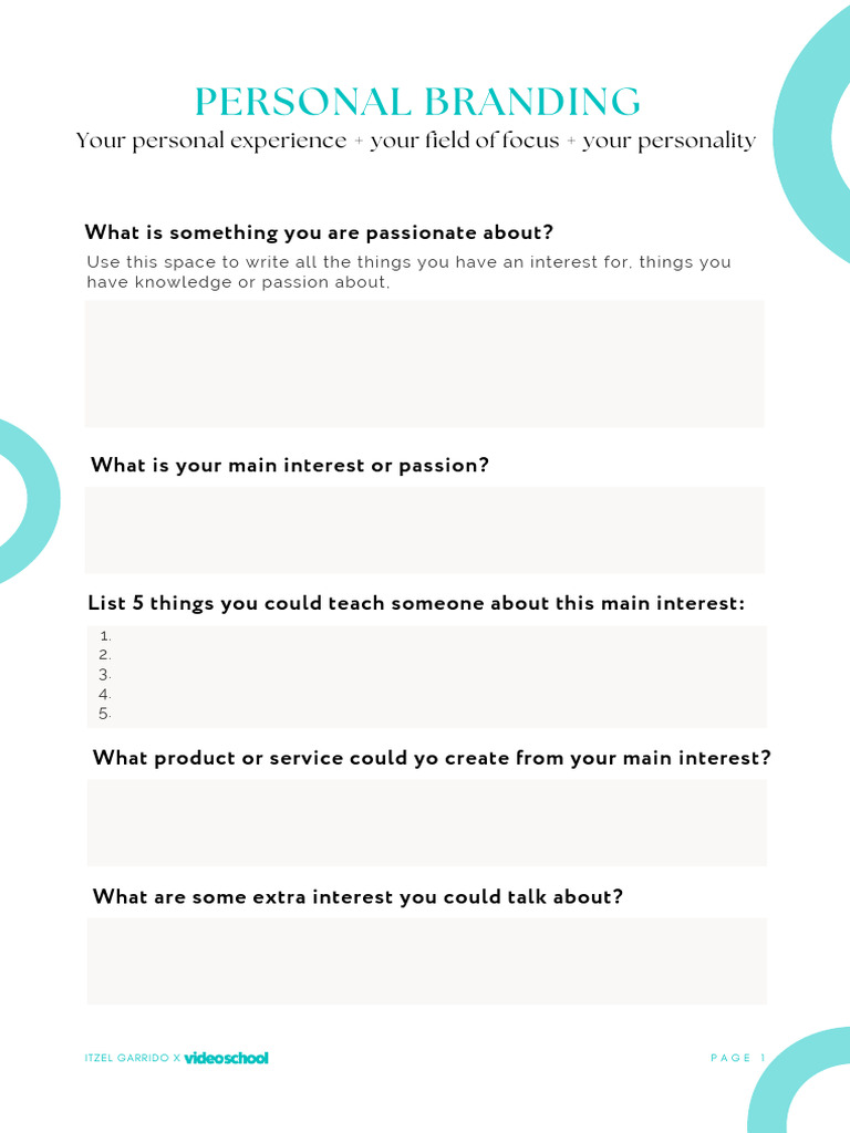 Personal Branding Workbook Guide | PDF | Brand | Target Audience