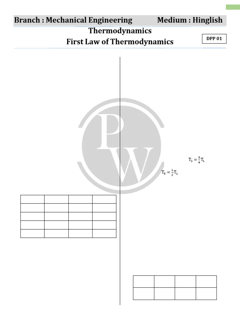First Law of Thermodynamics - DPP 01 | PDF | Gases | Heat