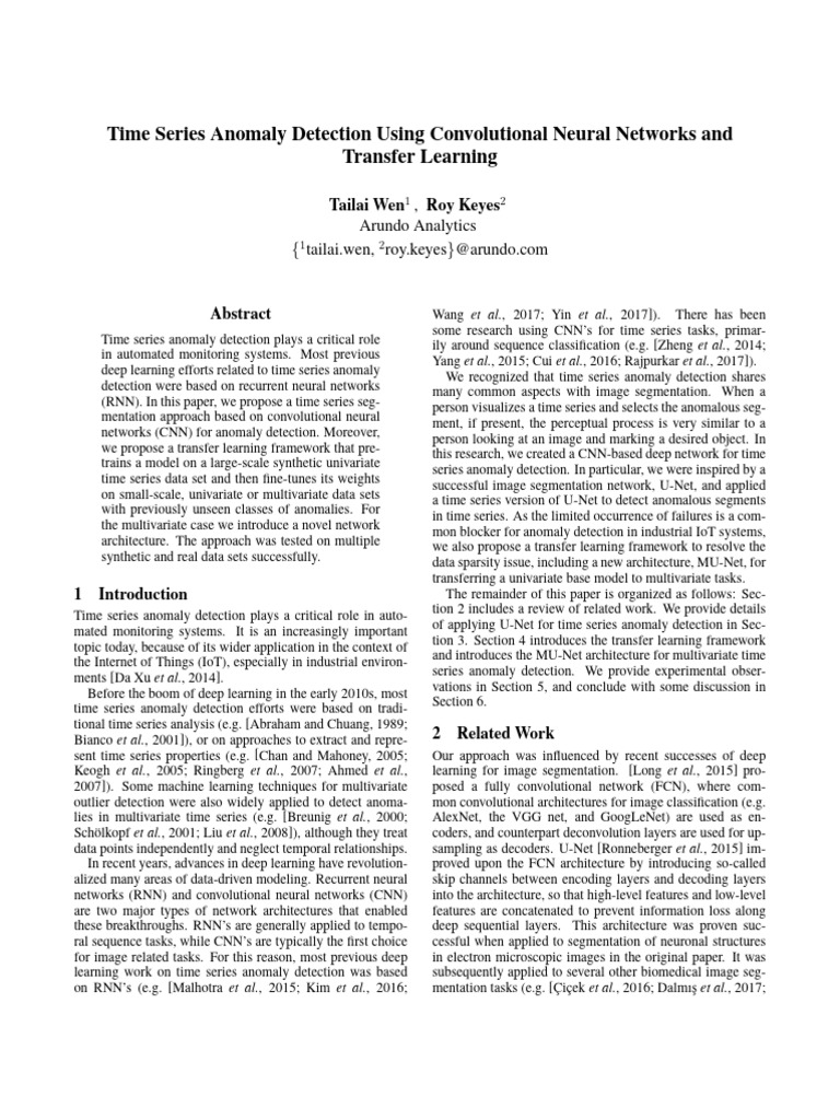 Time Series Anomaly Detection Using Convolutional Neural Networks and TL-2019 | PDF | Time ...