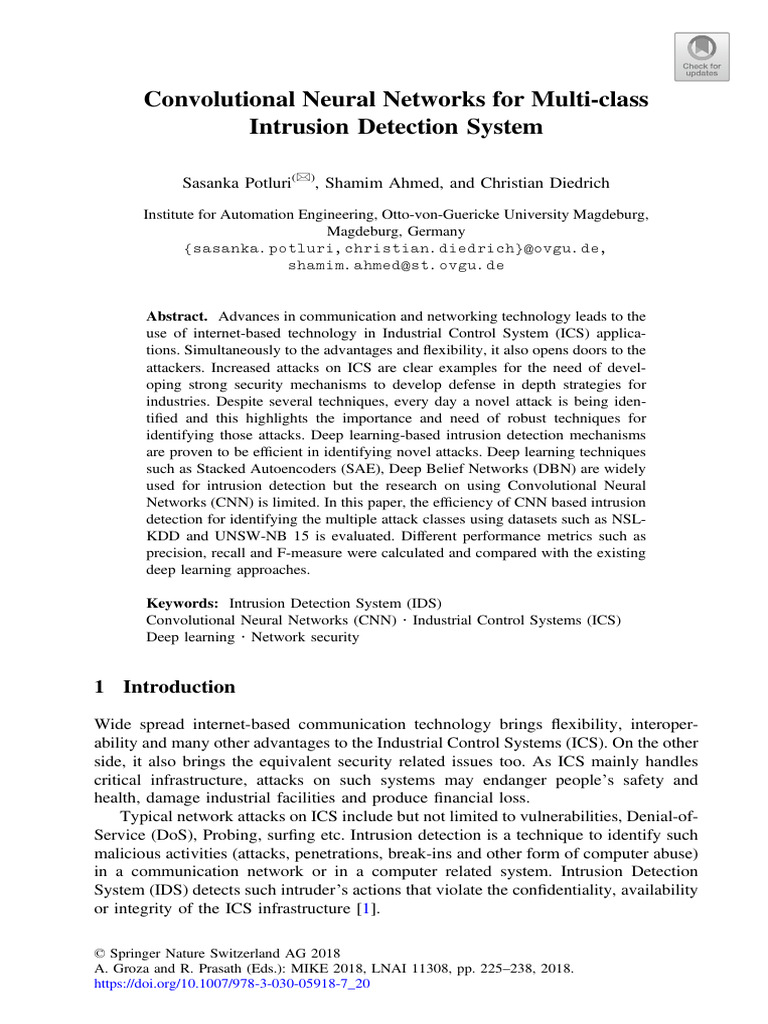 Convolutional Neural Networks For Multi-Class Intrusion Detection System-2018 | PDF | Deep ...