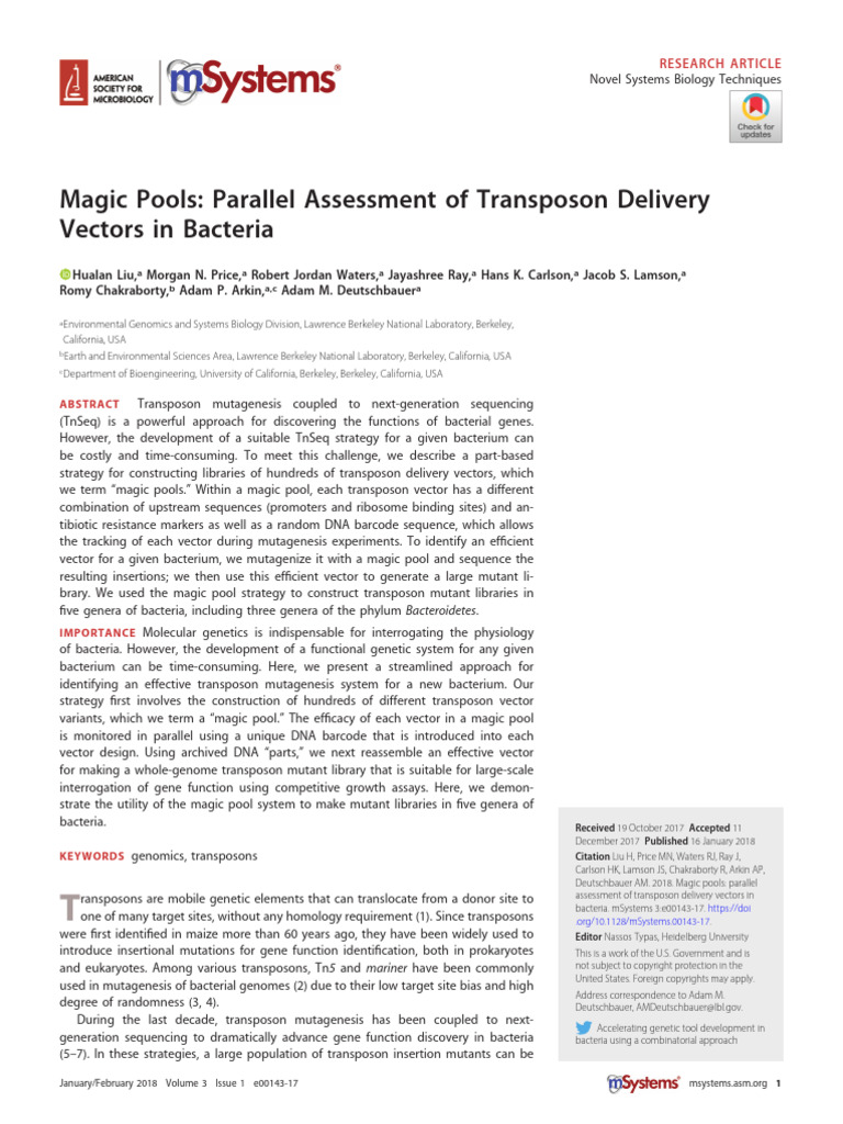 Mariner Transposon Liu-Et-Al-2018-Magic-Pools-Parallel-Assessment-Of-Transposon-Delivery-Vectors ...
