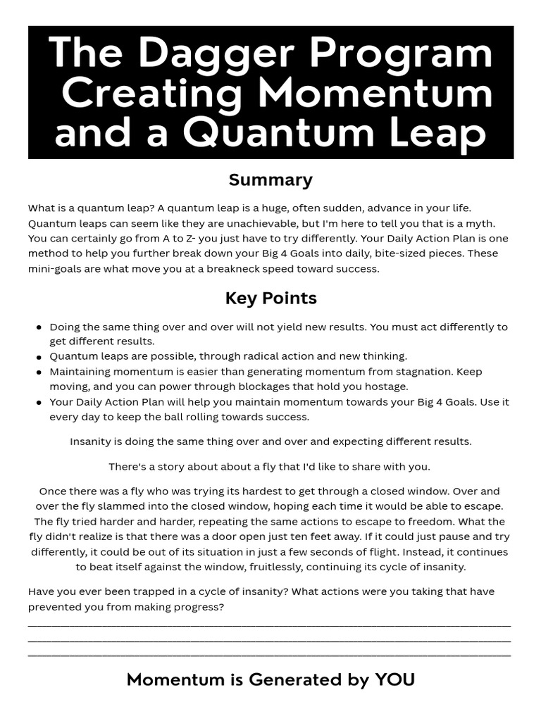 The Dagger Program Creating Momentum and A Quantum Leap | PDF