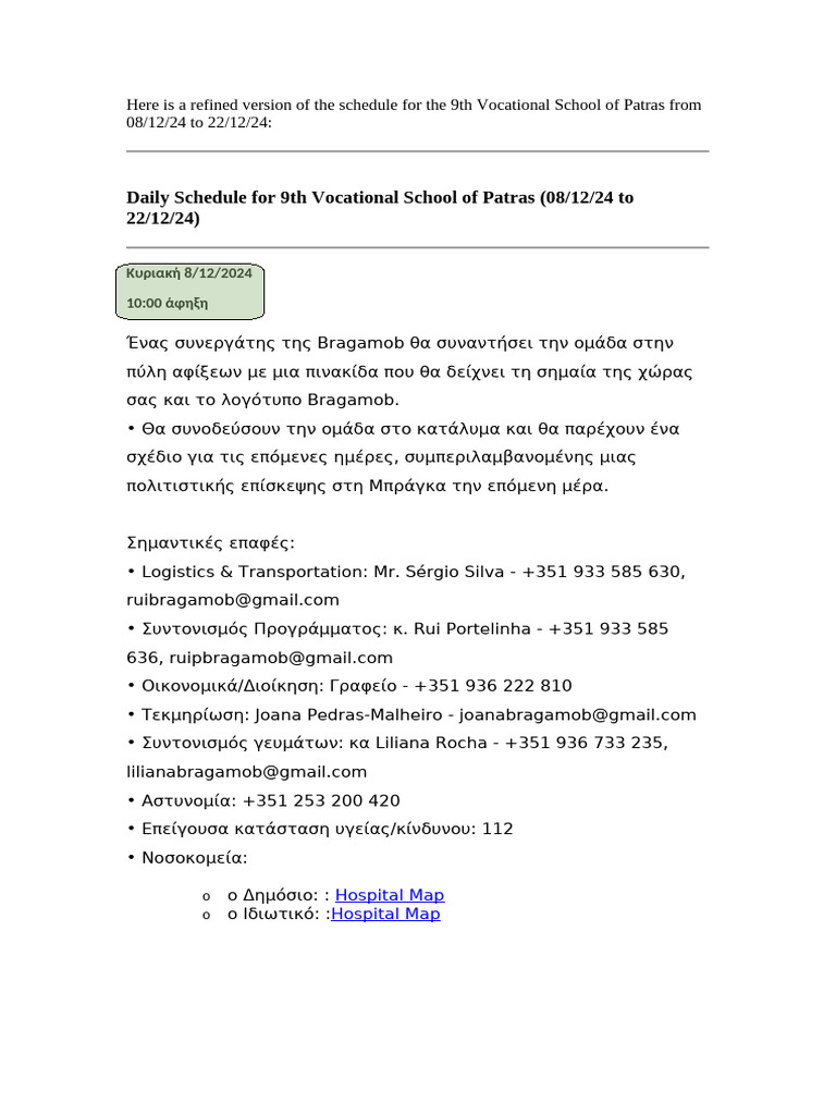Here Is A Refined Version of The Schedule For The 9th Vocational School ...