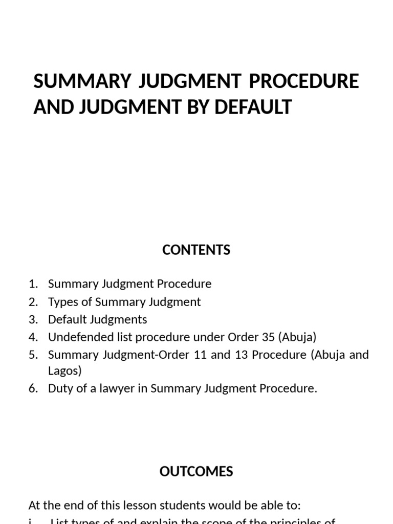 Summary Judgment Procedure | PDF | Default Judgment | Summary Judgment
